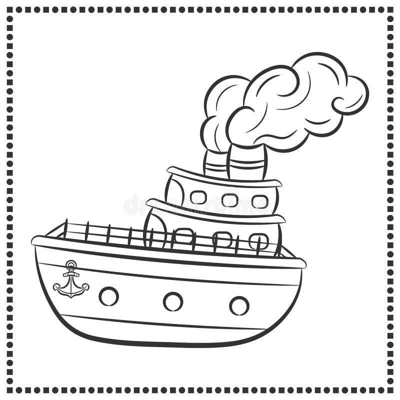 Printable Ship Sketch for Coloring Stock Vector - Illustration of ...