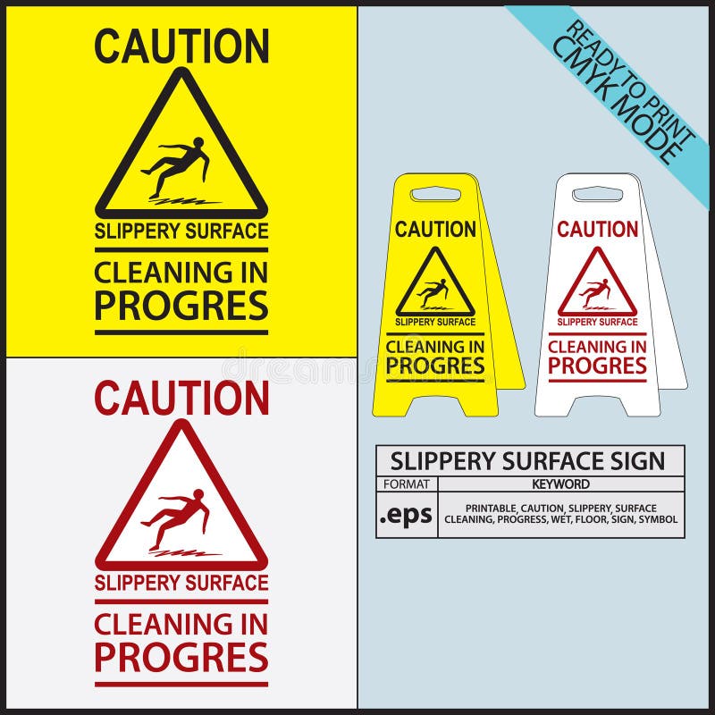 Printable Slippery Surface Warning Sign-01 Stock Illustration ...