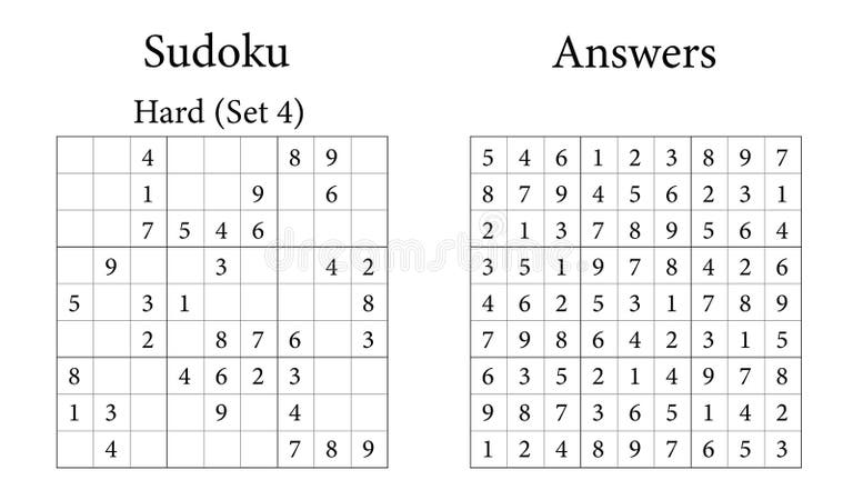 Sudoku Puzzle 9x9 Set 4 Hard with Answers, Fun Brain-Training Game for ...