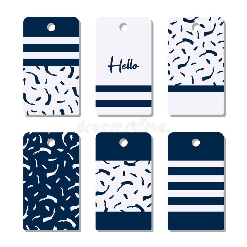 Printable Tag Set with Brushstroke in Dark Blue. Stock Vector ...
