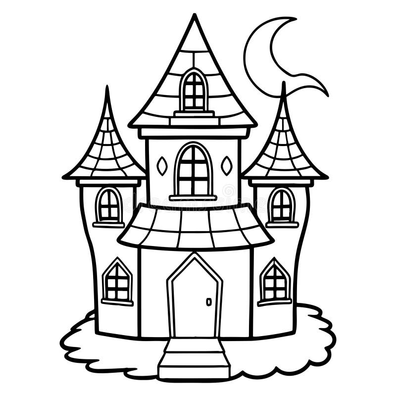 Vampire S Castle Coloring Page for Kids Stock Vector - Illustration of ...