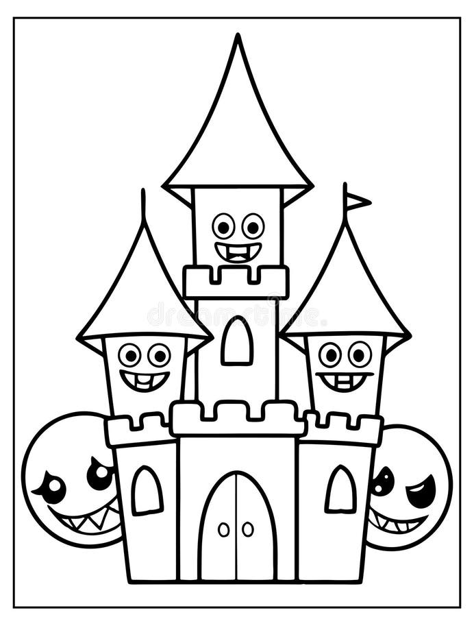 Vampire S Castle Coloring Page for Kids Stock Vector - Illustration of ...