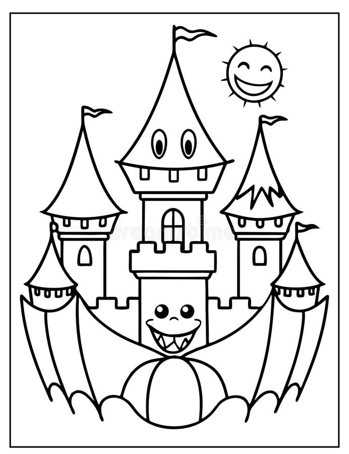 Vampire S Castle Coloring Page for Kids Stock Vector - Illustration of ...