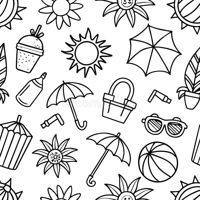 Printable a Variety of Summerthemed Objects Depicted in a Mix of ...