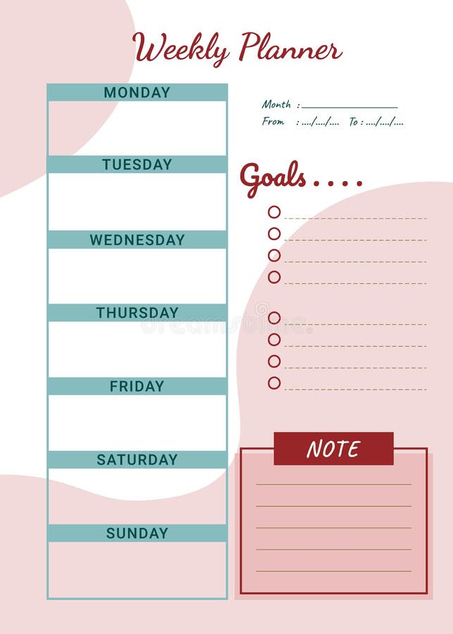 Abstract Weekly Planner Template for Bullet Journal Stock Vector ...