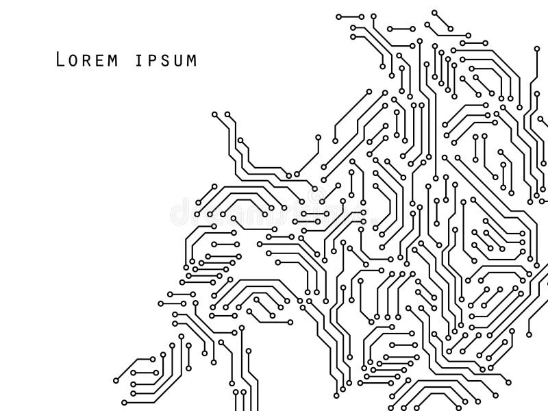 Printed Circuit Board Black and White Circle Shape Symbol of Computer Technology, Vector Stock ...