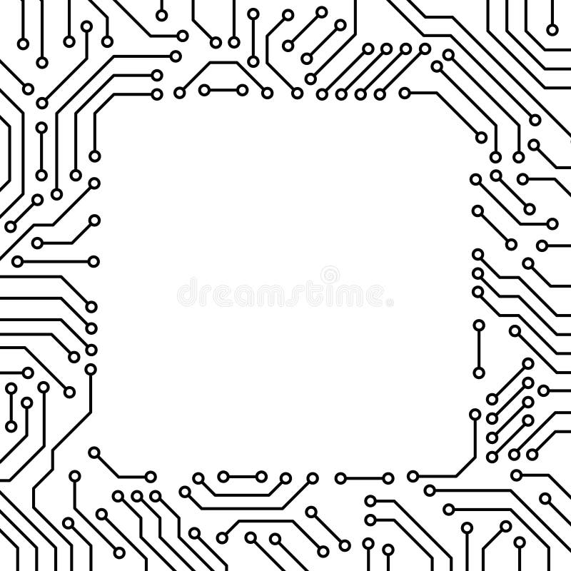 Printed Circuit Board Black and White Computer Technology Square Frame ...