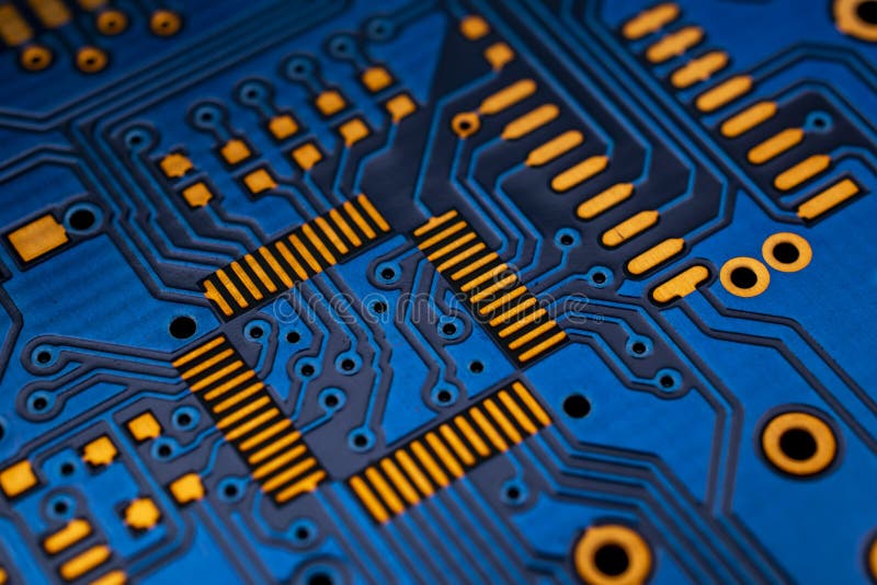 A Printed Circuit Board in Blue Stock Photo - Image of layer, blue ...