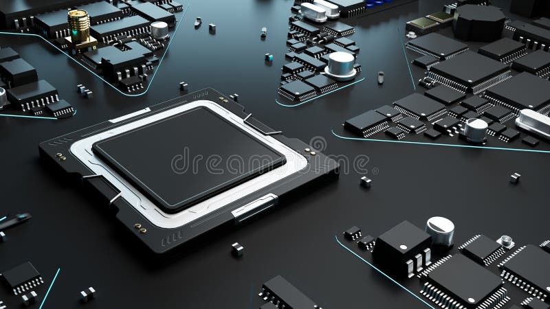 Printed Circuit Board with Chips Stock Illustration - Illustration of ...