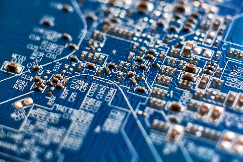 Printed Circuit Board with Chips and Radio Components Electronics Stock ...
