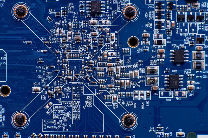 Printed Circuit Board with Chips and Radio Components Electronics Stock ...