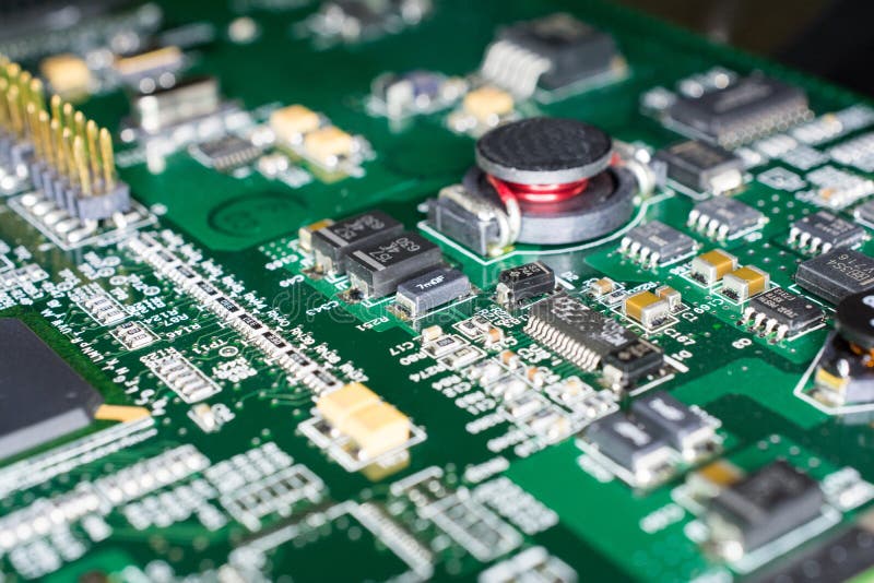 Printed Circuit Board from a Computer in Black with Green Lines Stock ...