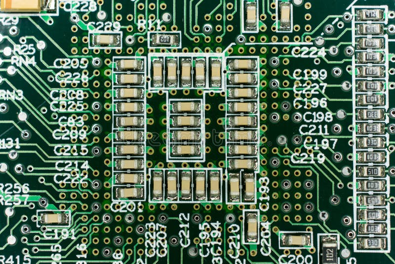 Printed Circuit Board from a Computer in Black with Green Lines Stock ...