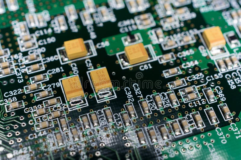 Printed Circuit Board from a Computer in Black with Green Lines Stock ...