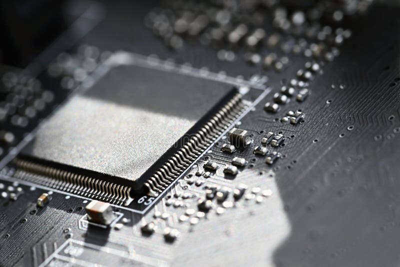 Printed Circuit Board with Electrical Components. Background Concept ...