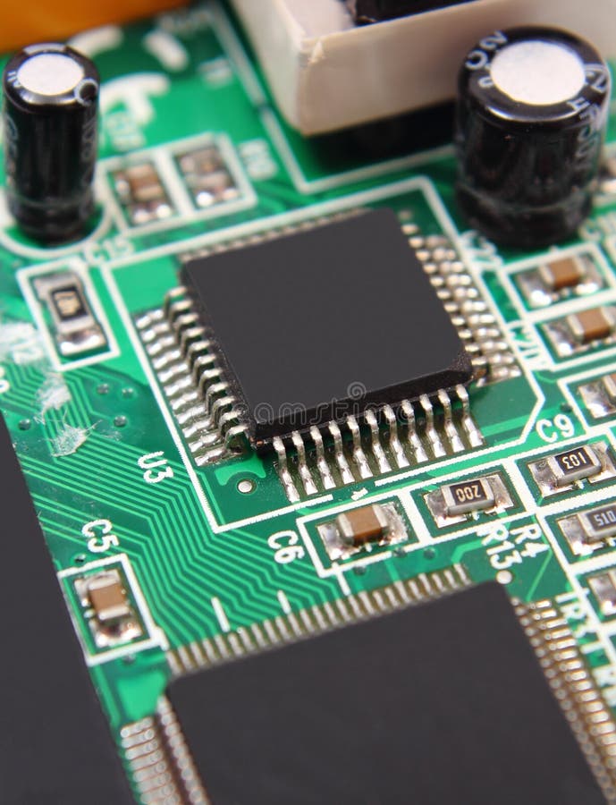 Printed Circuit Board with Electrical Components, Technology Stock ...