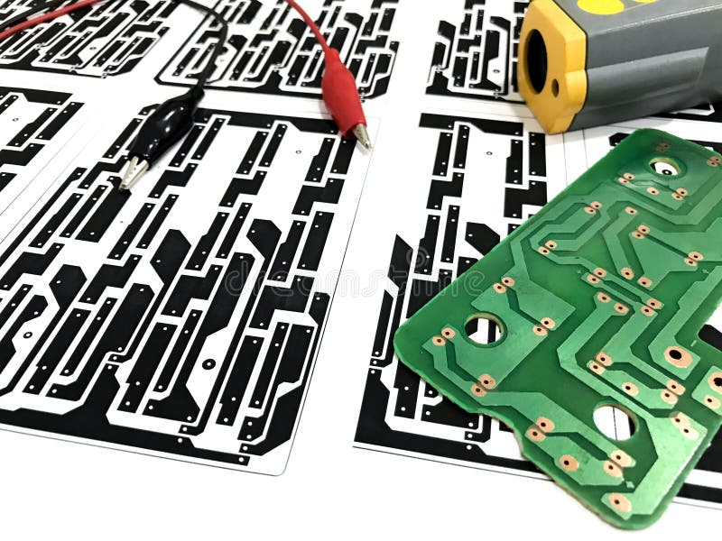 Printed Circuit Board Layout on Paper Stock Image - Image of soldering ...