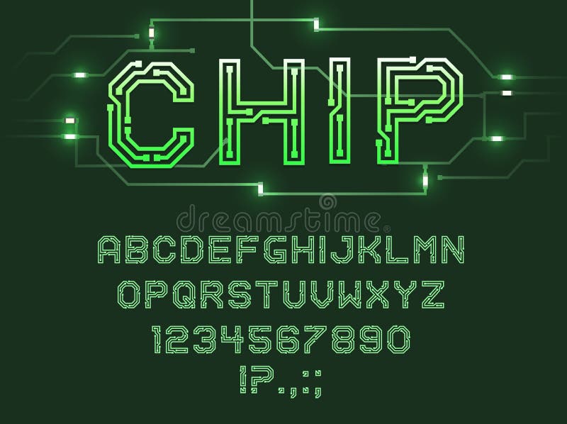 Printed Circuit Board Font, Computer Technologies Stock Vector ... Printed Circuit Board Font, Computer Technologies Stock Vector ...