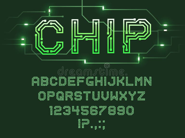 Printed Circuit Board Font, Computer Technologies Stock Vector ...