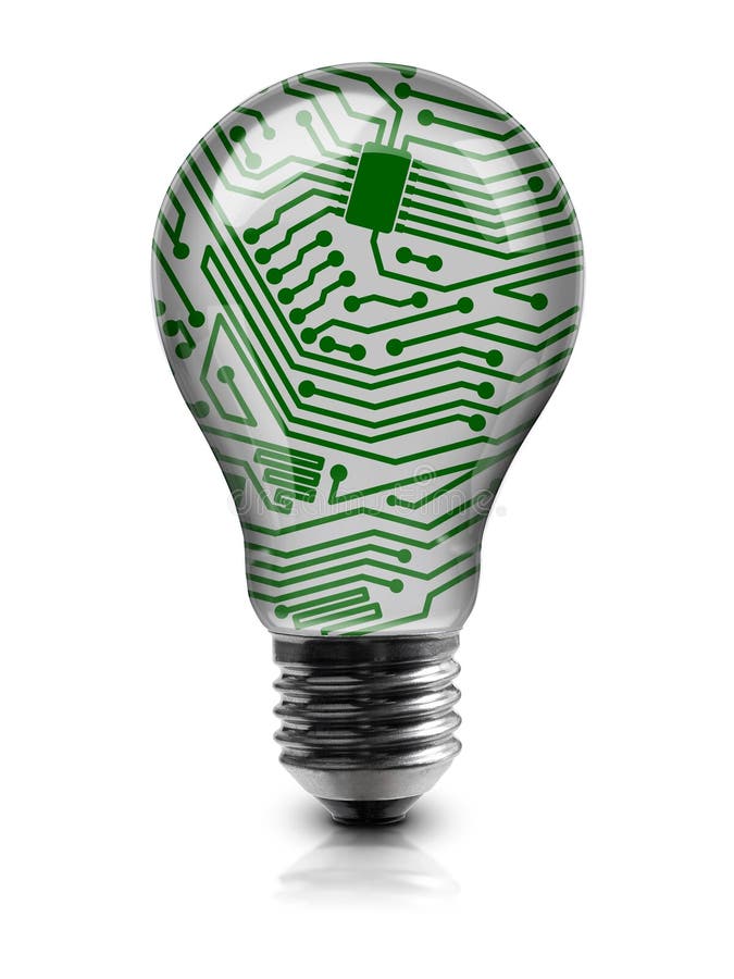 Printed Circuit Board Inside a Light Bulb. Stock Image - Image of ...