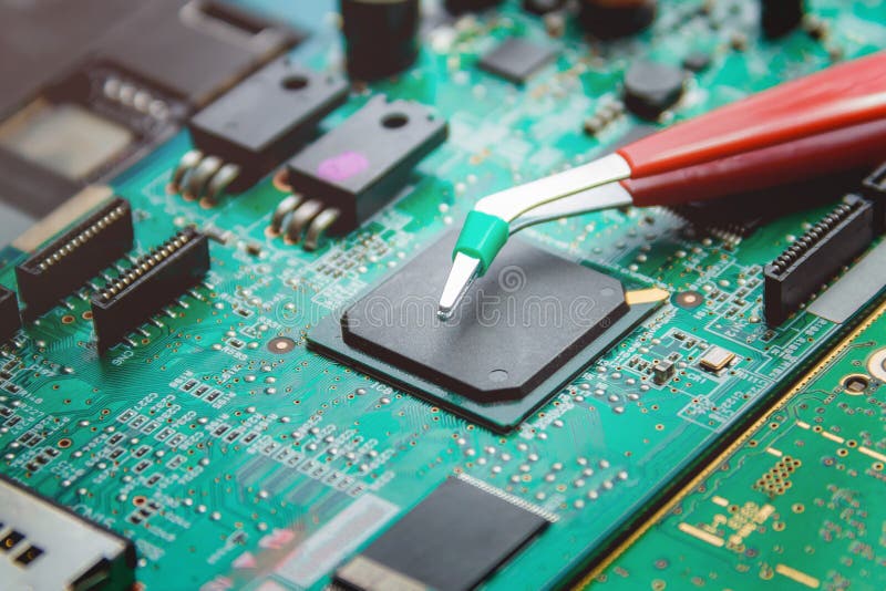 Printed Circuit Board with Many Electrical Components Stock Image ...