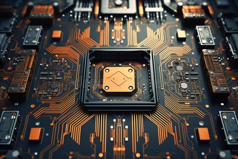 The Printed Circuit Board of a Modern Computer. Motherboard for ...