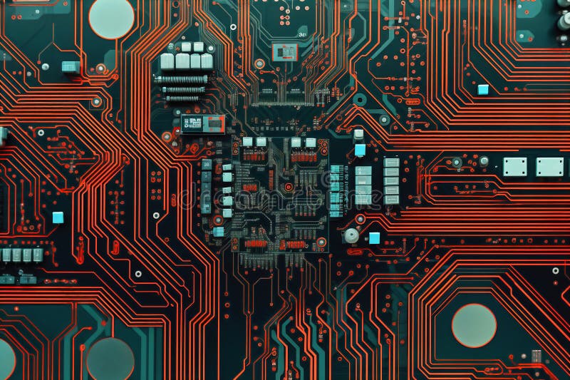 The Printed Circuit Board of a Modern Computer. Motherboard for ...