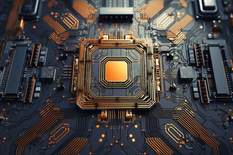 The Printed Circuit Board of a Modern Computer. Motherboard for ...