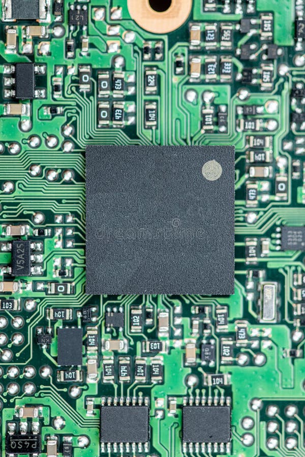Printed Circuit Board PCB Close-up Shot with a Lot of Electronic ...