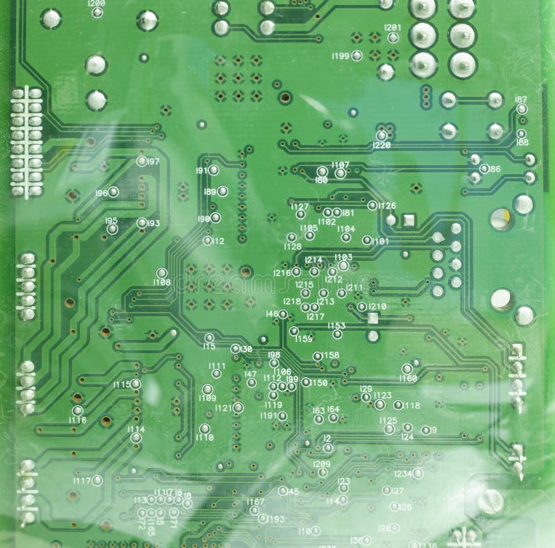 Printed Circuit Board Protected by Transparent Plastic Stock Photo ...
