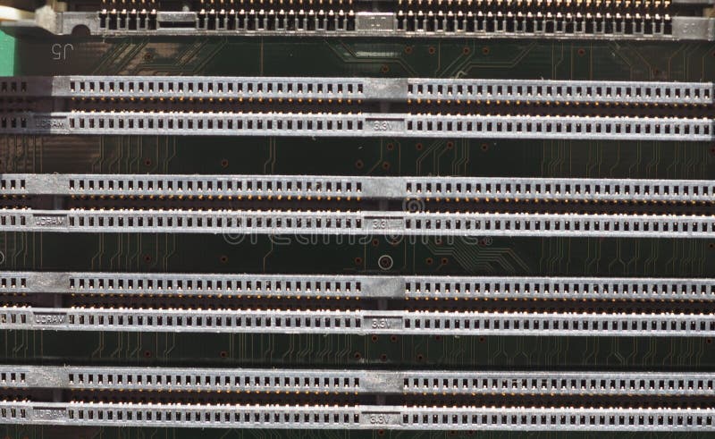 Printed Circuit Board with Ram Socket Stock Image - Image of etched ...