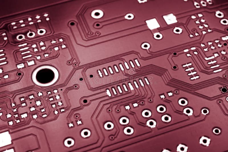 A Printed Circuit Board in Red Stock Image - Image of circuit, modern ...