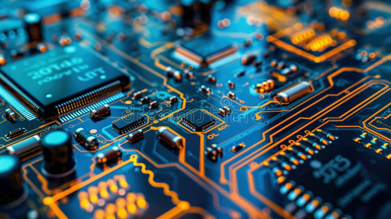 A Printed Circuit Board Showing Electronic Scheme Diagram Stock ...