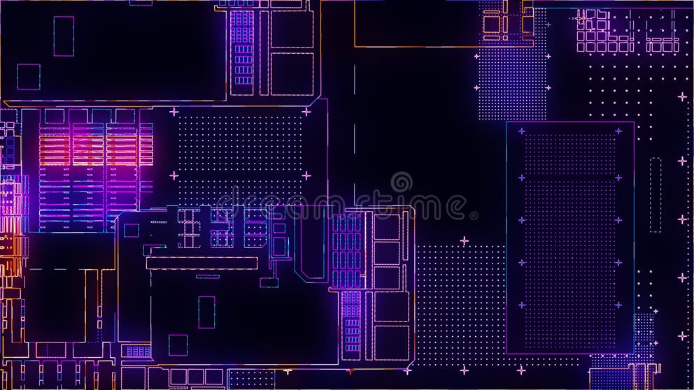 Printed Circuit Board. Visualization of Advanced Technology Concept ...