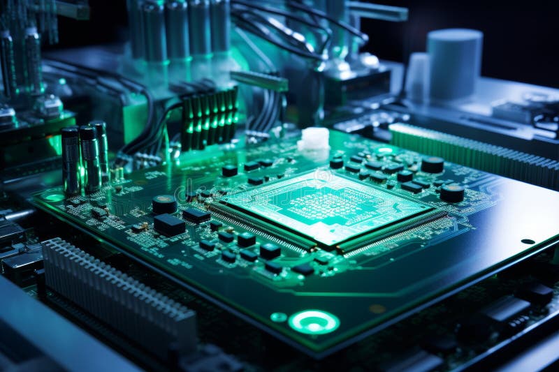 Printed Circuit Board Workshop with Automated Chip Mounter Stock Photo ...