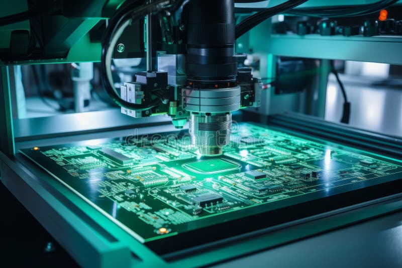 Printed Circuit Board Workshop with Automated Chip Mounter Stock Image ...