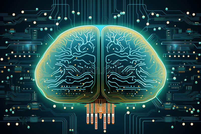 Printed circuit brain stock illustration. Illustration of memory ...