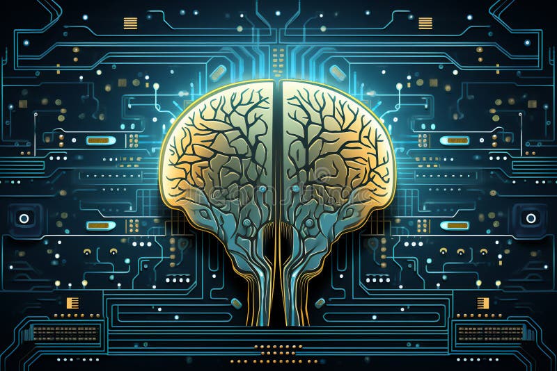 Printed circuit brain stock illustration. Illustration of computation ...