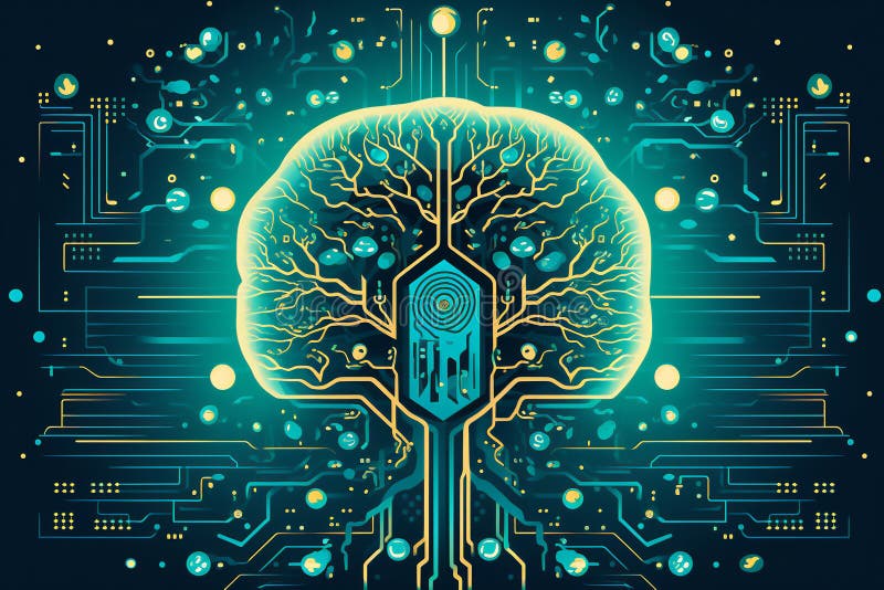 Printed circuit brain stock illustration. Illustration of cognition ...