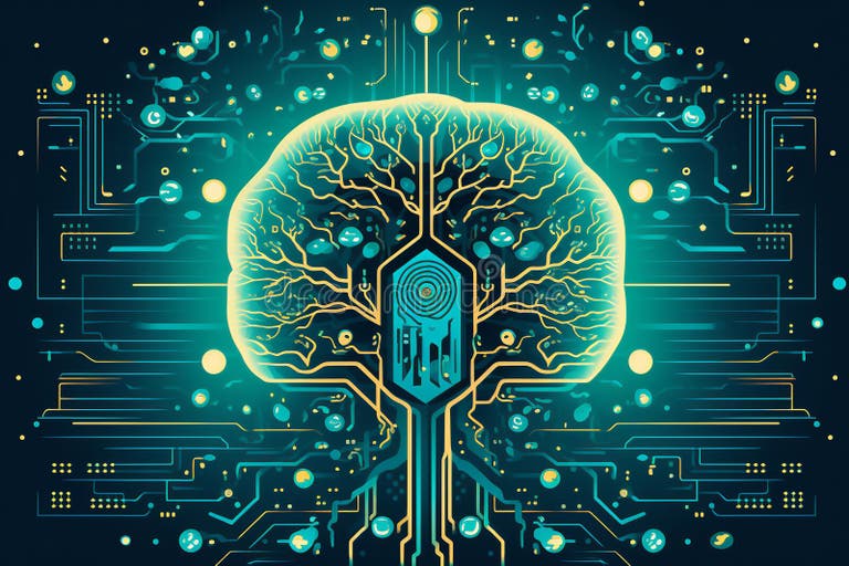 Printed circuit brain stock illustration. Illustration of cognition ...