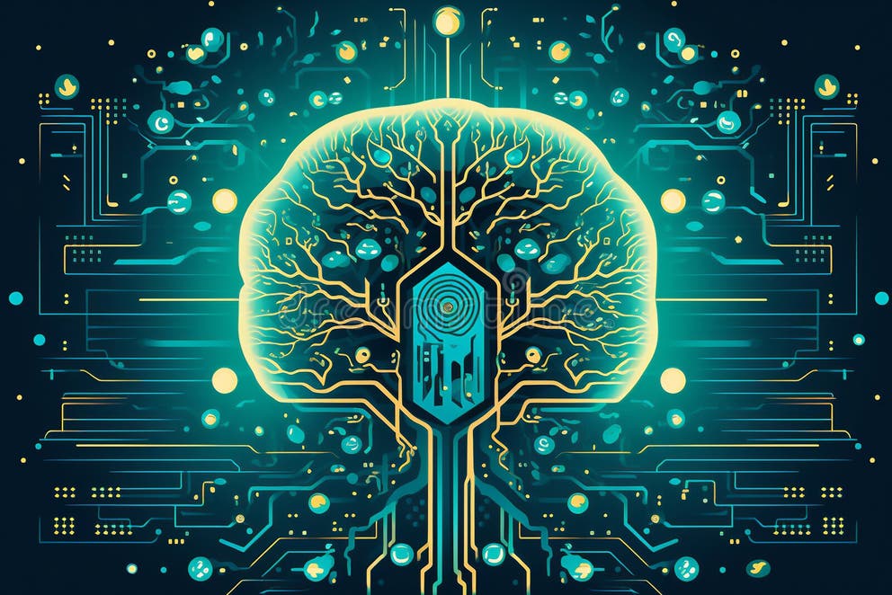 Printed circuit brain stock illustration. Illustration of cognition ...