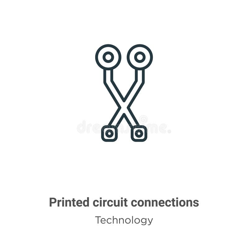 Printed Circuit Connections Outline Vector Icon. Thin Line Black ...