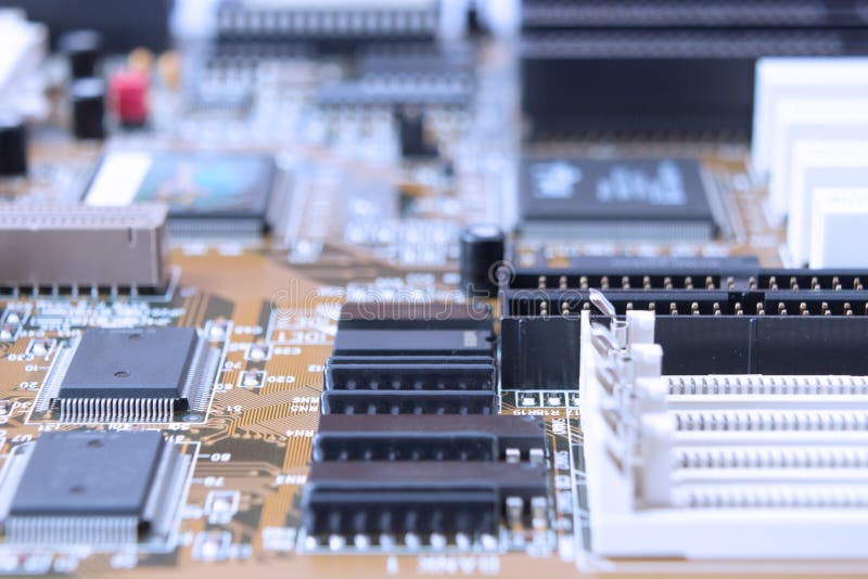Motherboard - IDE Slots Closeup, Macro Stock Photo - Image of computer ...