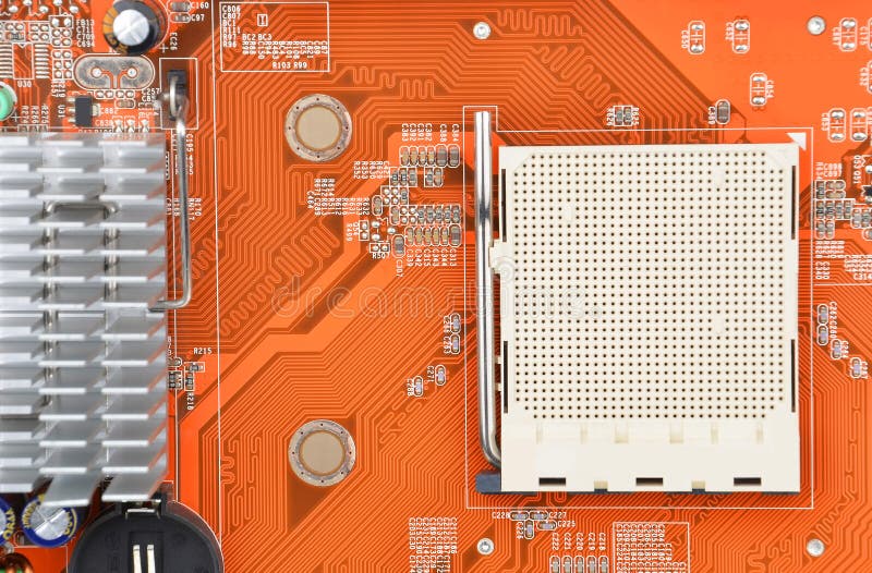 Computer Motherboard, CPU Socket Stock Image - Image of memory ...