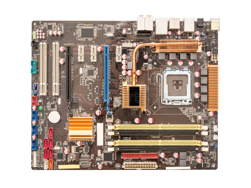 Printed Computer Motherboard Stock Photo - Image of isolated, binary ...