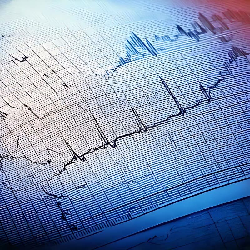 A Printed Electrocardiogram Graph with a Dark Blue Tint Stock ...