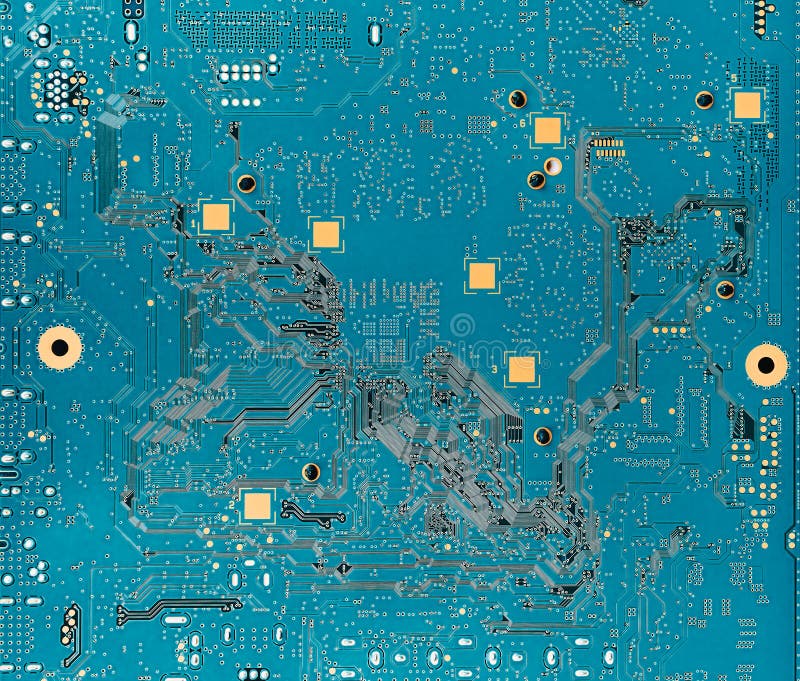 Printed Electronic Computer Board is in Blue Color, Close Up Stock ...