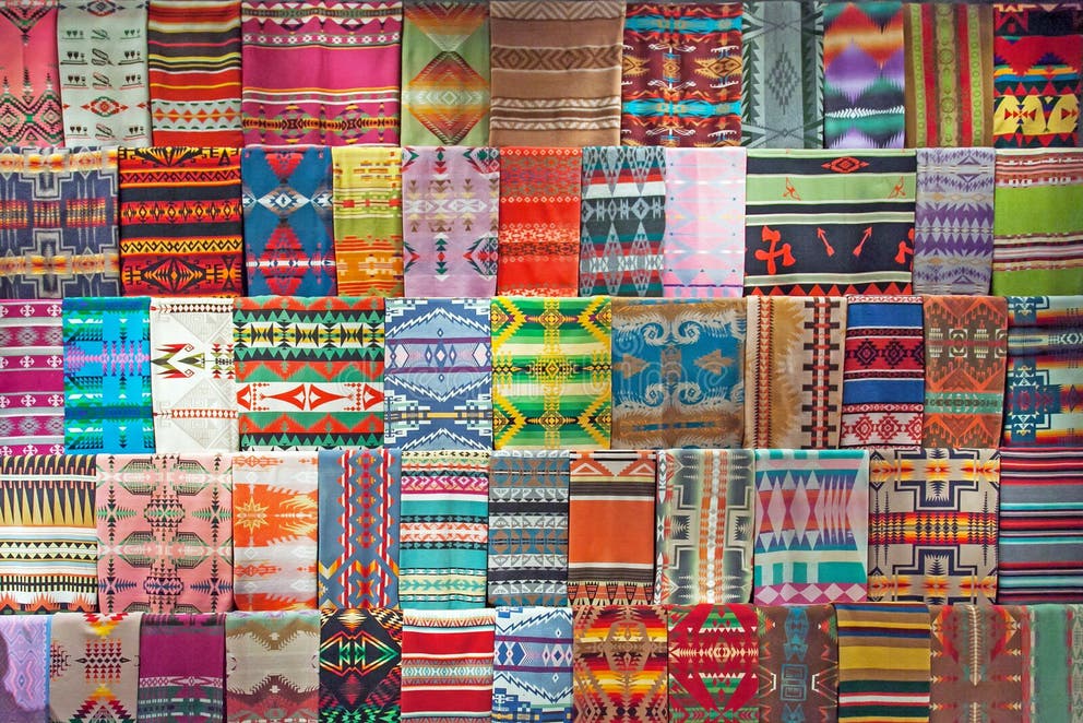 Printed Fabric Indigenous Pattern in Seattle State ,USA. Stock Image ...