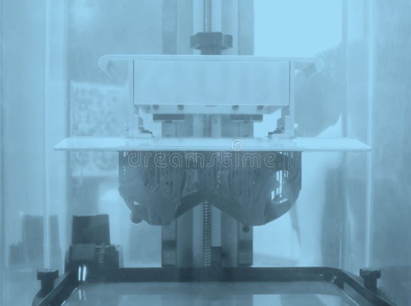 Printed Models on 3D Printer Close-up. Objects Printed on Photopolymer ...