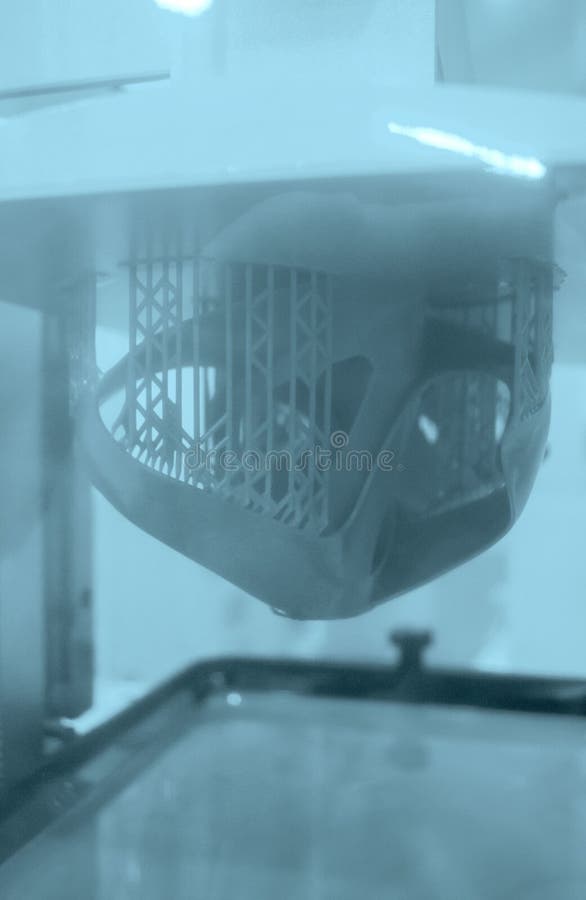 Printed Models on 3D Printer Close-up. Objects Printed on Photopolymer ...